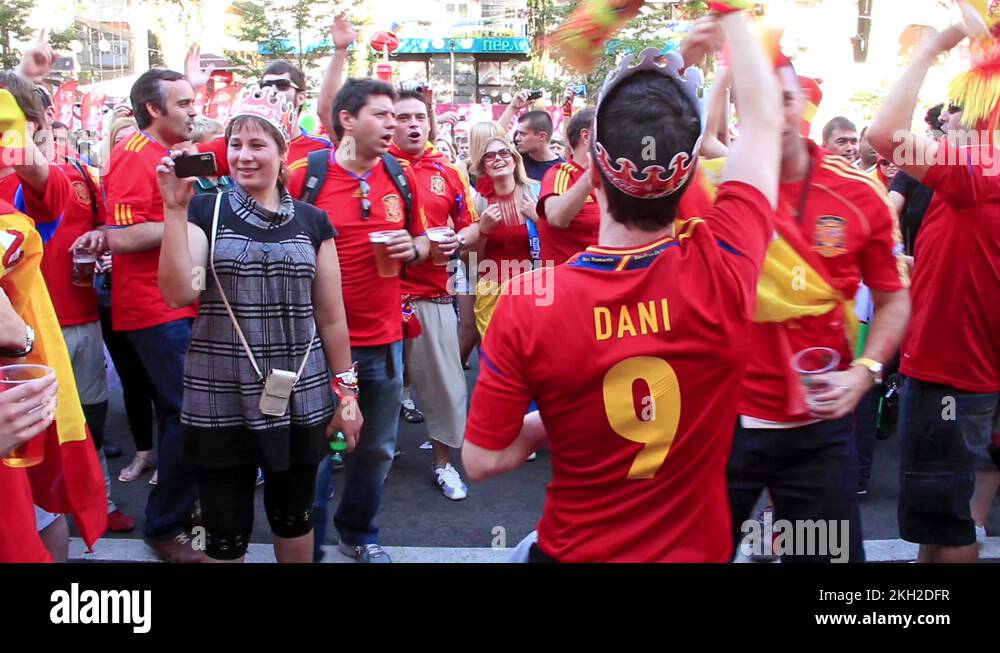 Spanish football fans before final match of European Football ...