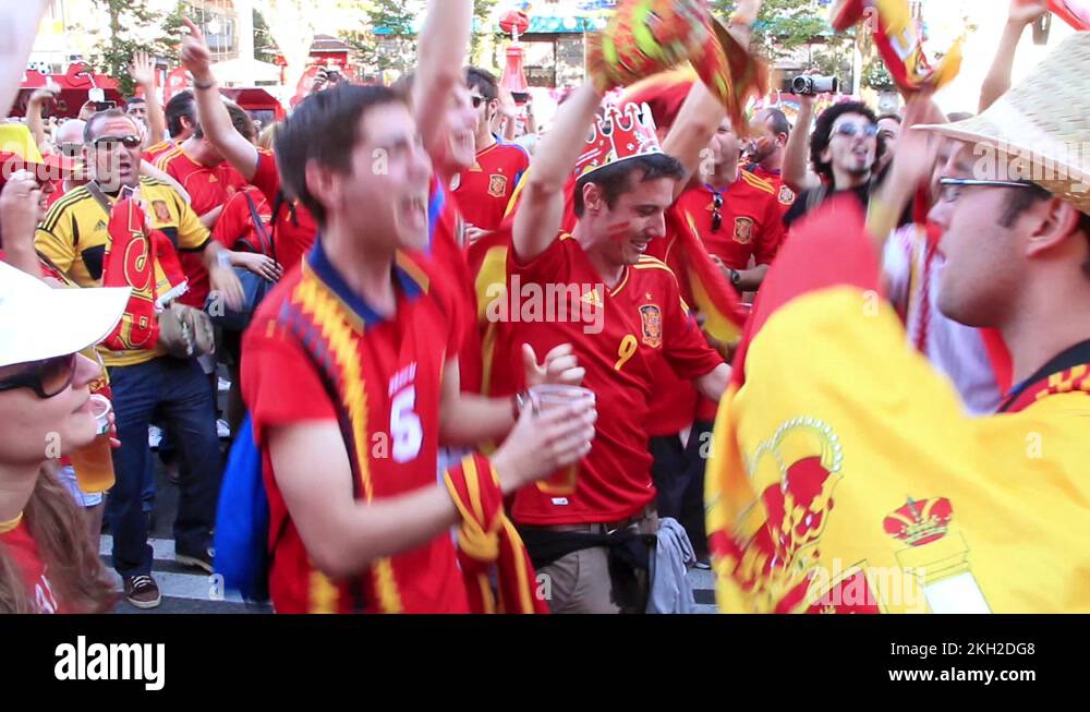 Spanish football fans before final match of European Football ...