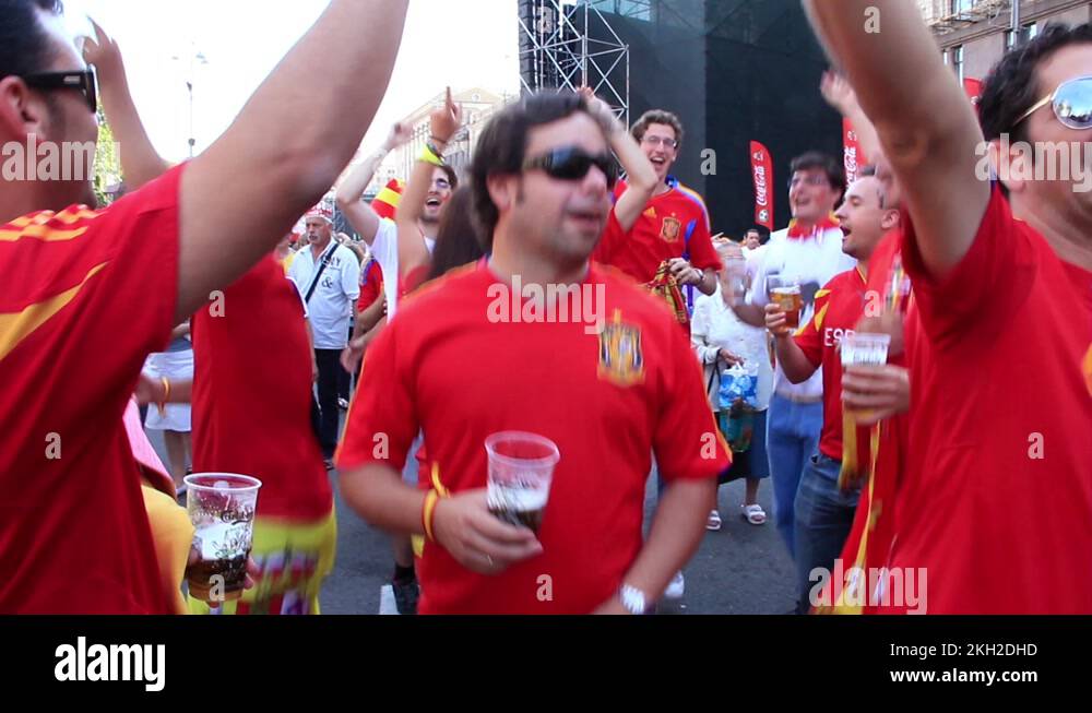 Spanish football fans before final match of European Football ...