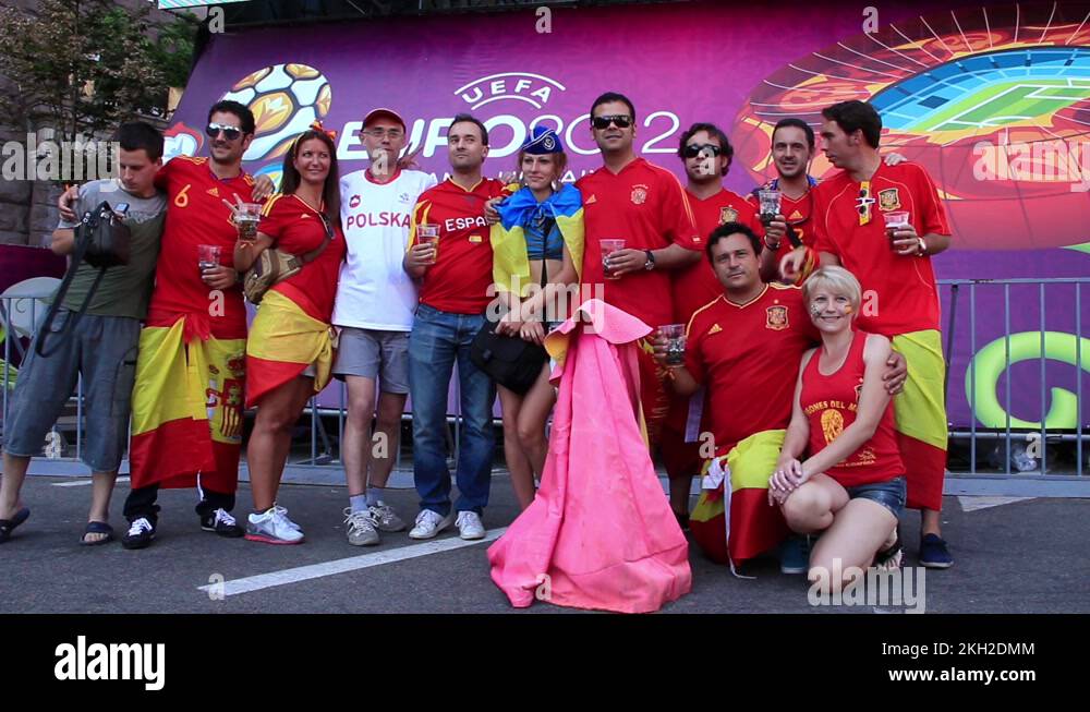 Spanish football fans before final match of European Football ...