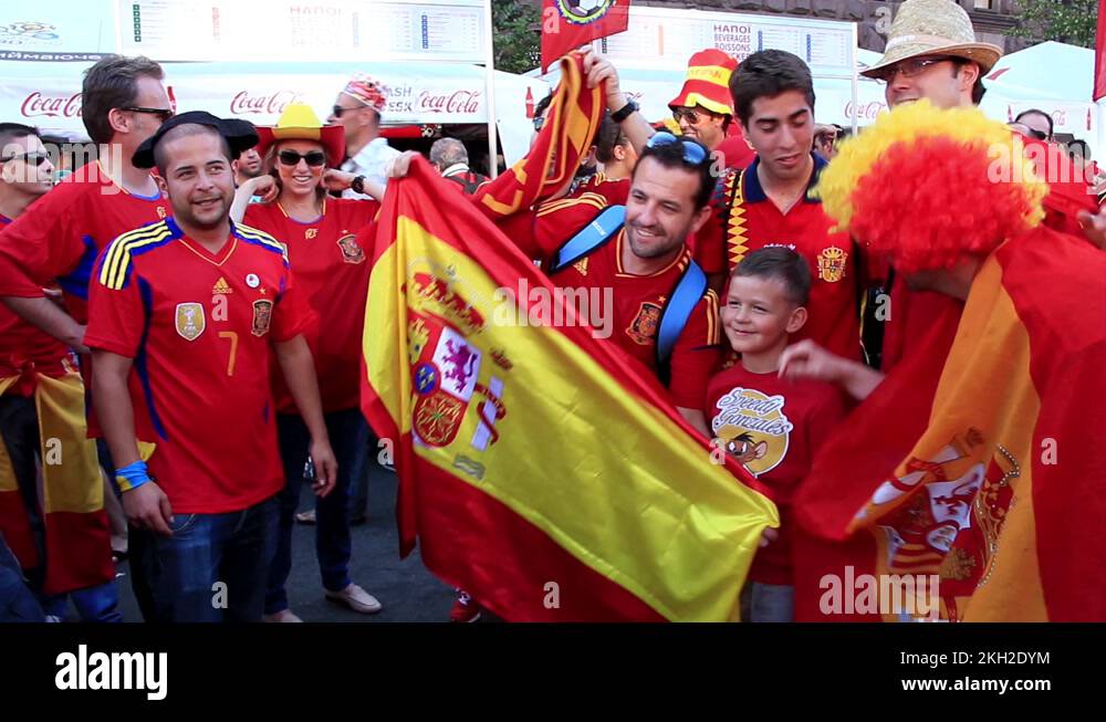 Spanish football fans before final match of European Football ...