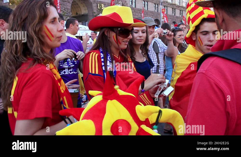 Spanish football fans before final match of European Football ...