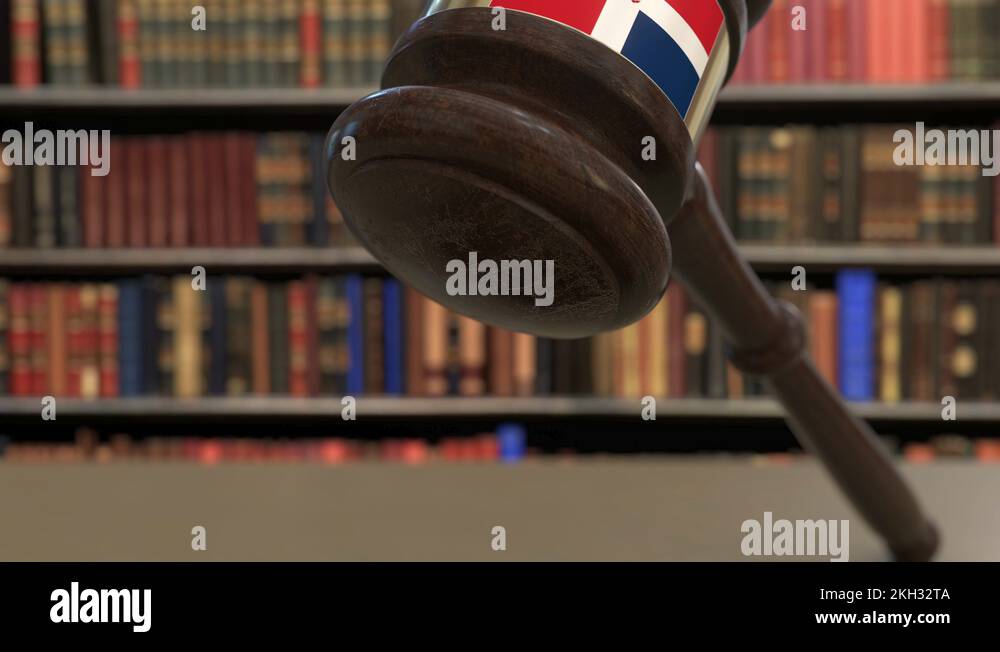 Flag of the Dominican Republic on falling judges gavel in court ...