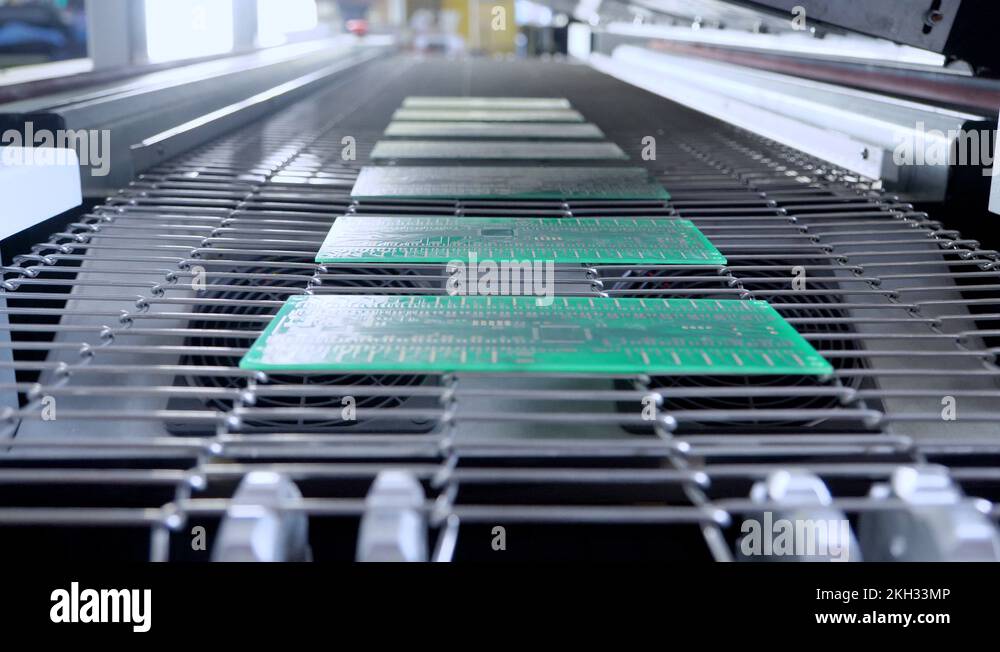 Print circuit board (pcb) on conveyor of SMT automatic pick and place ...