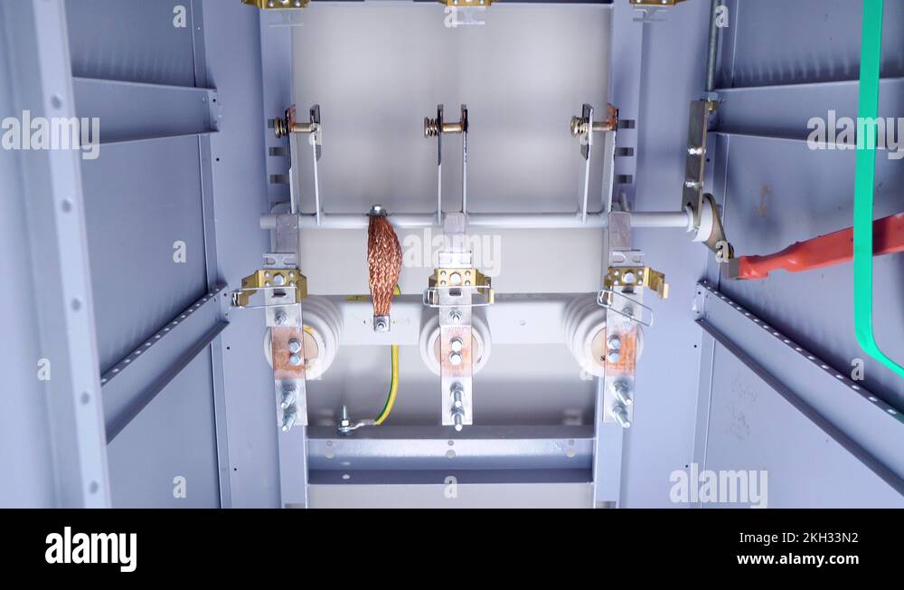 New copper conductors of a powerful transformer. Inside view Stock ...