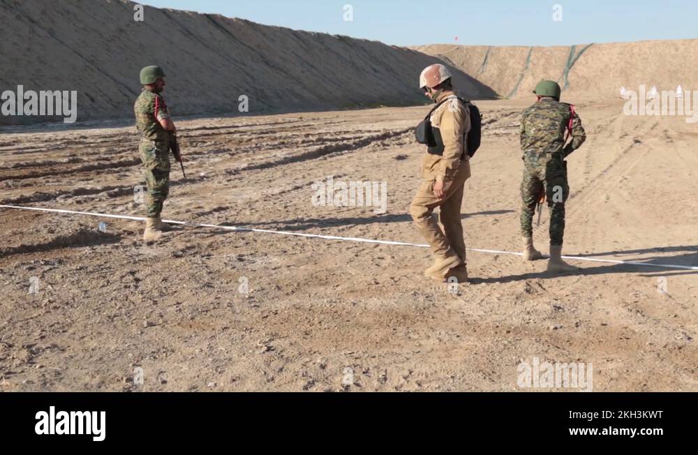 Iraqi soldiers at firing range with AK-47 assault rifles Stock Video ...