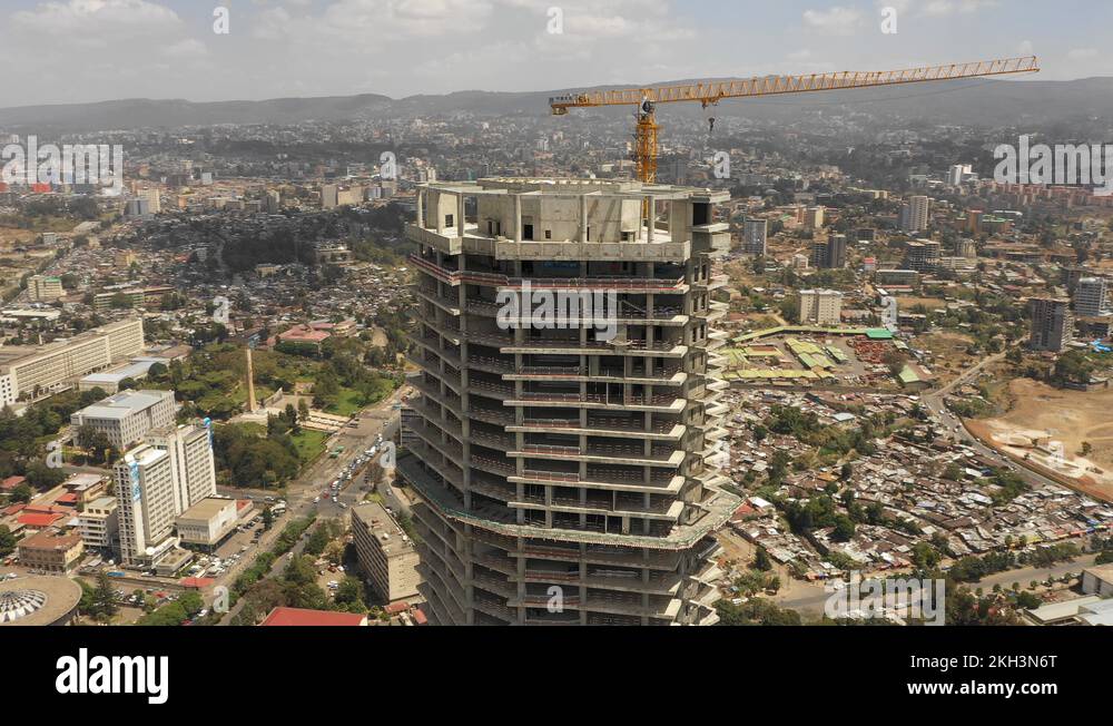 China Africa development cooperation - drone shot construction site ...