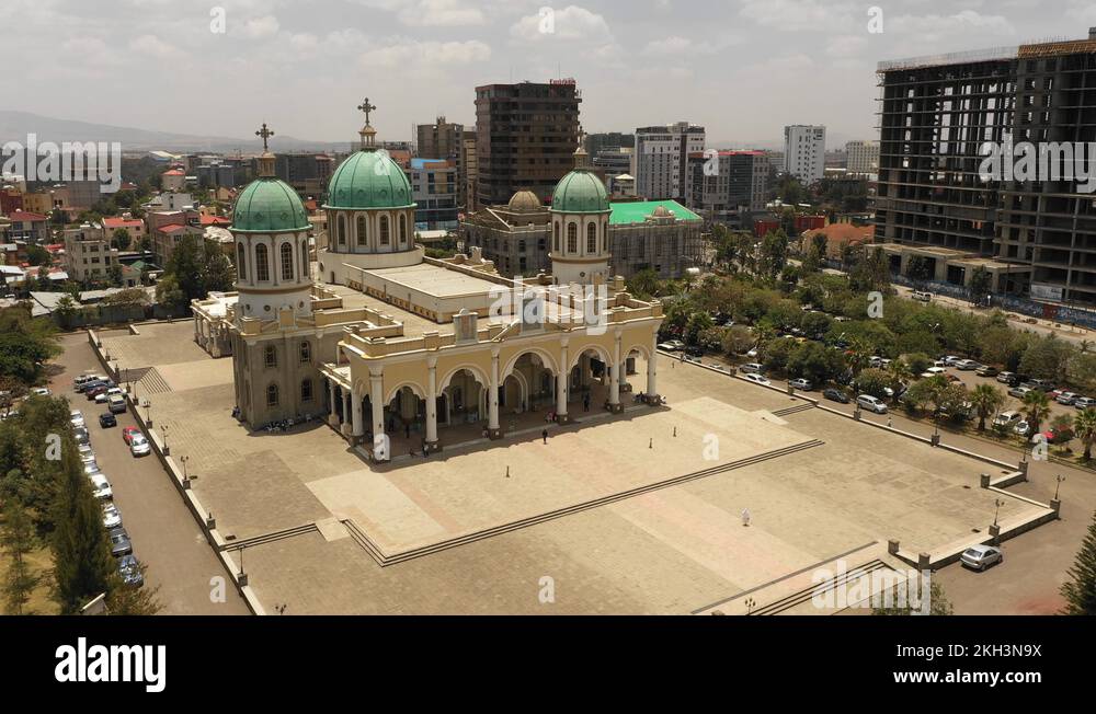 Ethiopia architecture religion - aerial view church in Addis Ababa ...