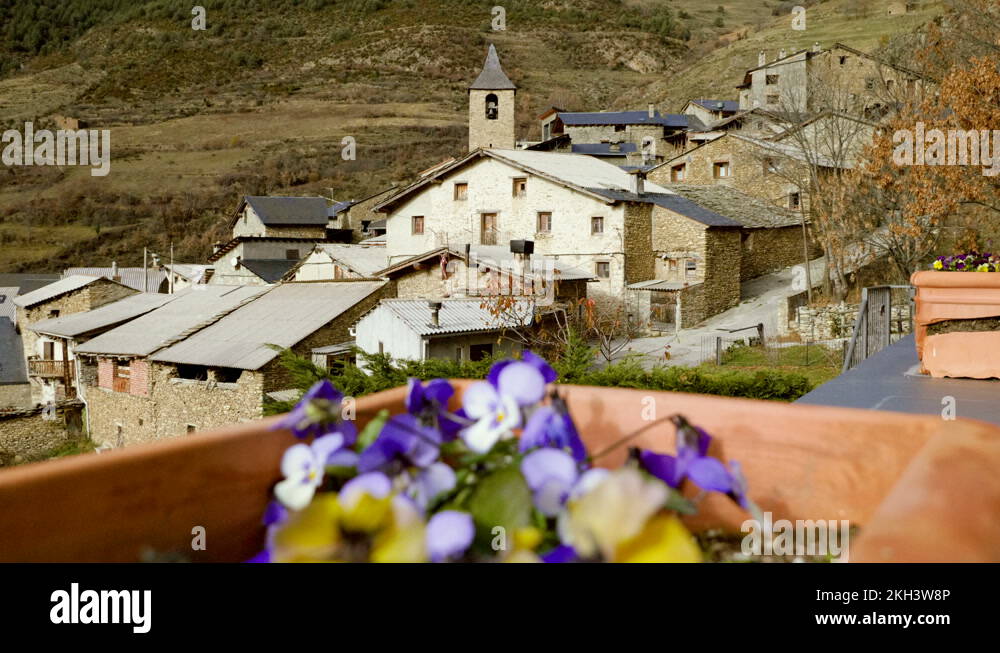 Architecture of Andorra. The exterior of an ancient catholic church. 4K ...