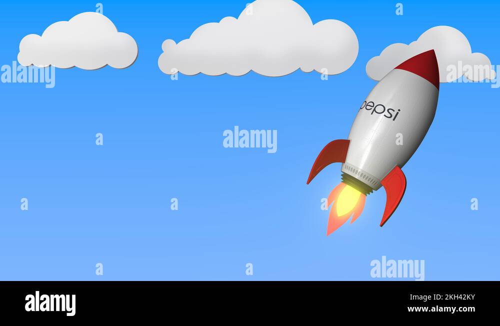 PEPSI logo on a rocket mockup. Editorial success related loopable 3D ...
