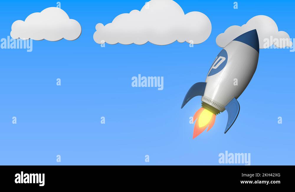 HP logo on a rocket mockup. Editorial success related loopable 3D ...