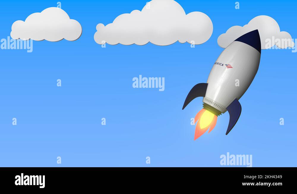 Logo of BANK OF AMERICA on a flying rocket. Editorial success related ...