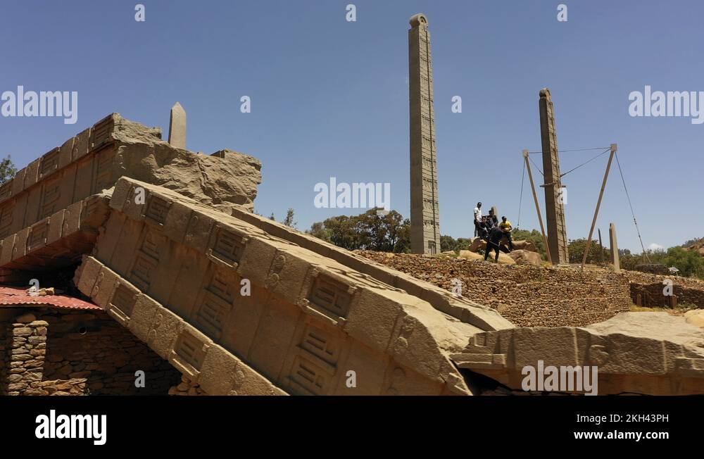 Africa tourism and archaeology, renovated obelisks monument Aksum ...