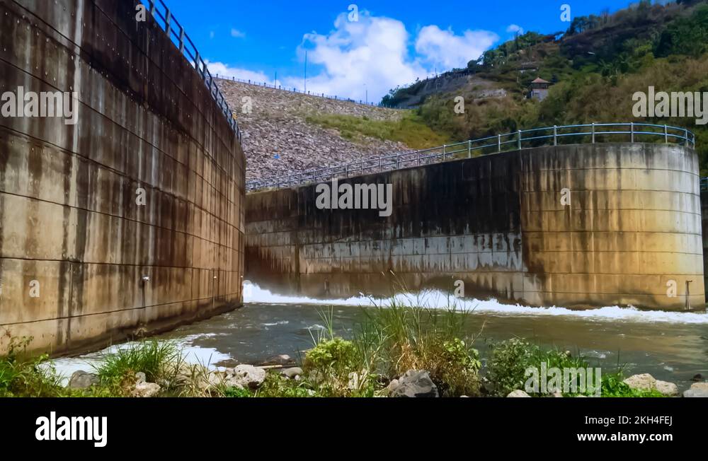 Dam Water Outlet Stream Between Boundary Walls Of Titab Ularan Dam In ...
