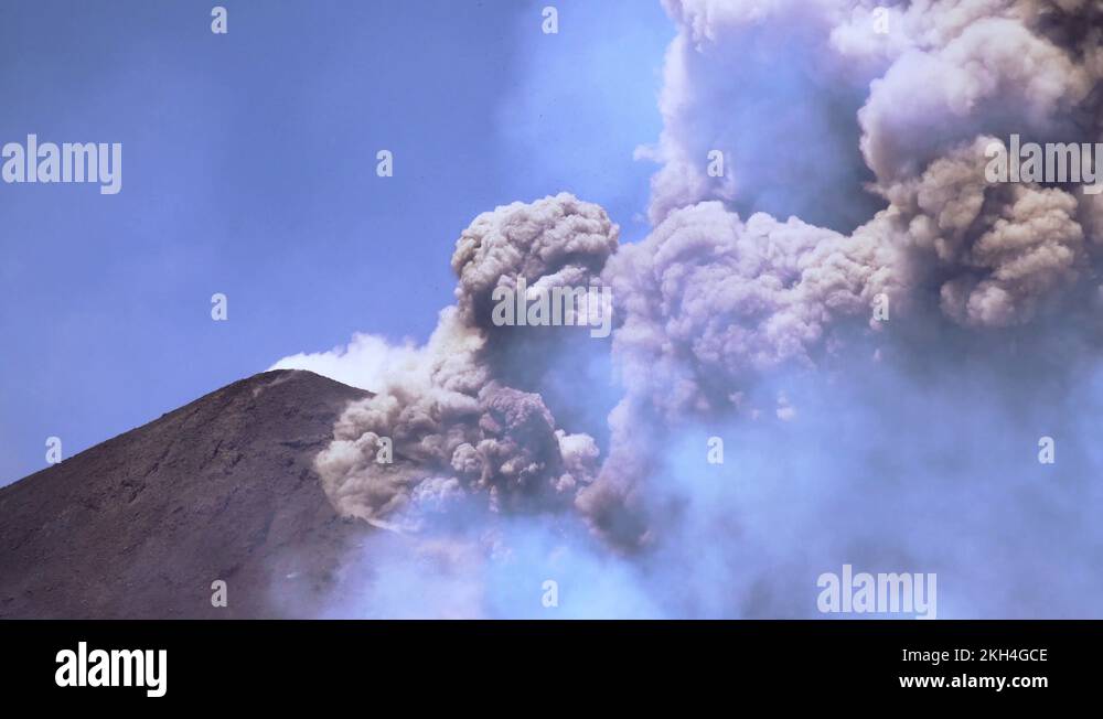 Mount Etna Eruption - Lava flow and ash emission in volcano Etna in ...