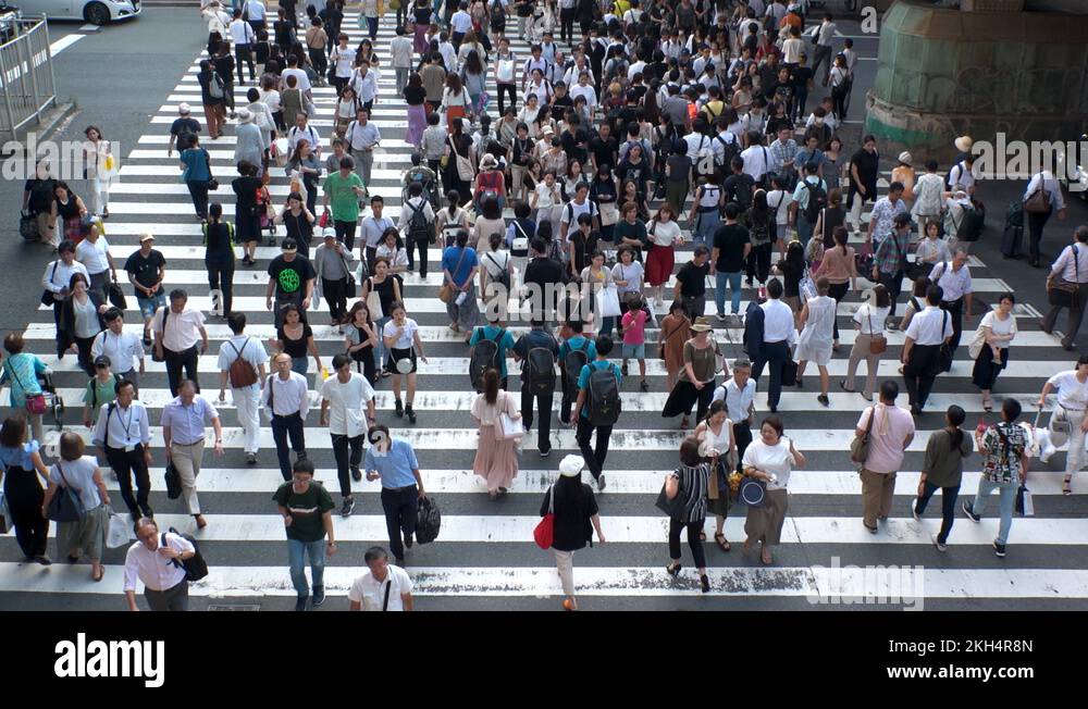 Crowd of people walking down the street in busy rush hour Stock Video ...