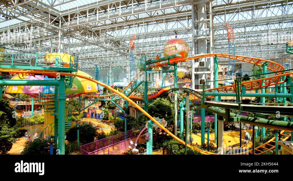 Theme Park, Roller Coasters Inside Mall of America Interior, 4K Stock ...