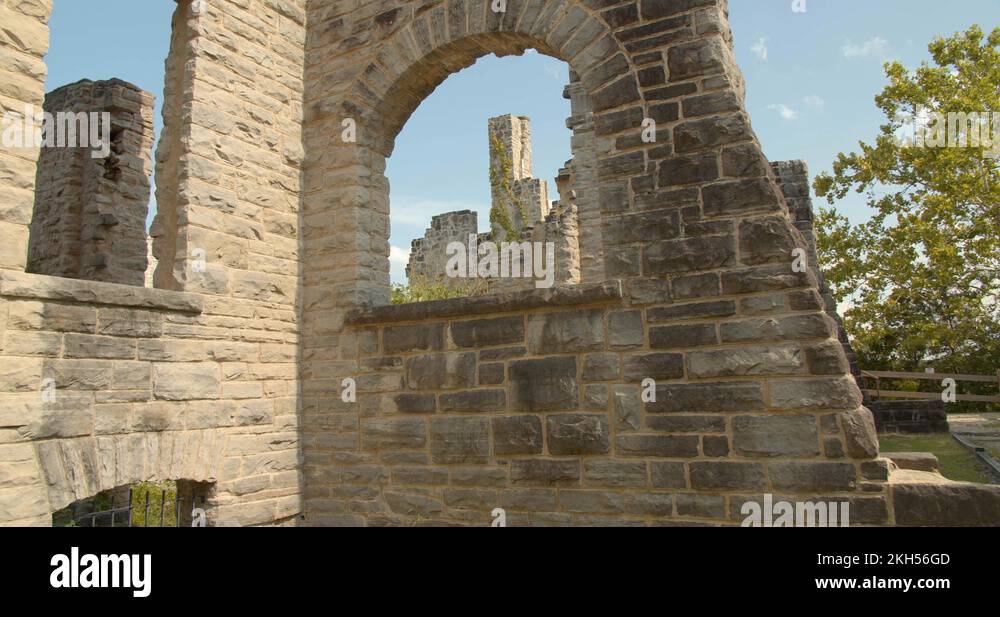 Ha Ha Tonka Ruins, Lake of the Ozarks Castle, Exterior 4K Stock Video ...