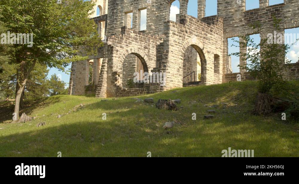 Ha Ha Tonka Ruins, Lake of the Ozarks Castle, Exterior 4K Stock Video ...