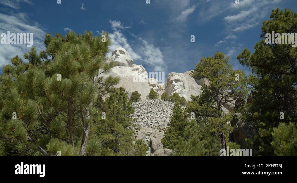 Mount Rushmore Faces Through the Trees, Slow Motion 4K Stock Video ...