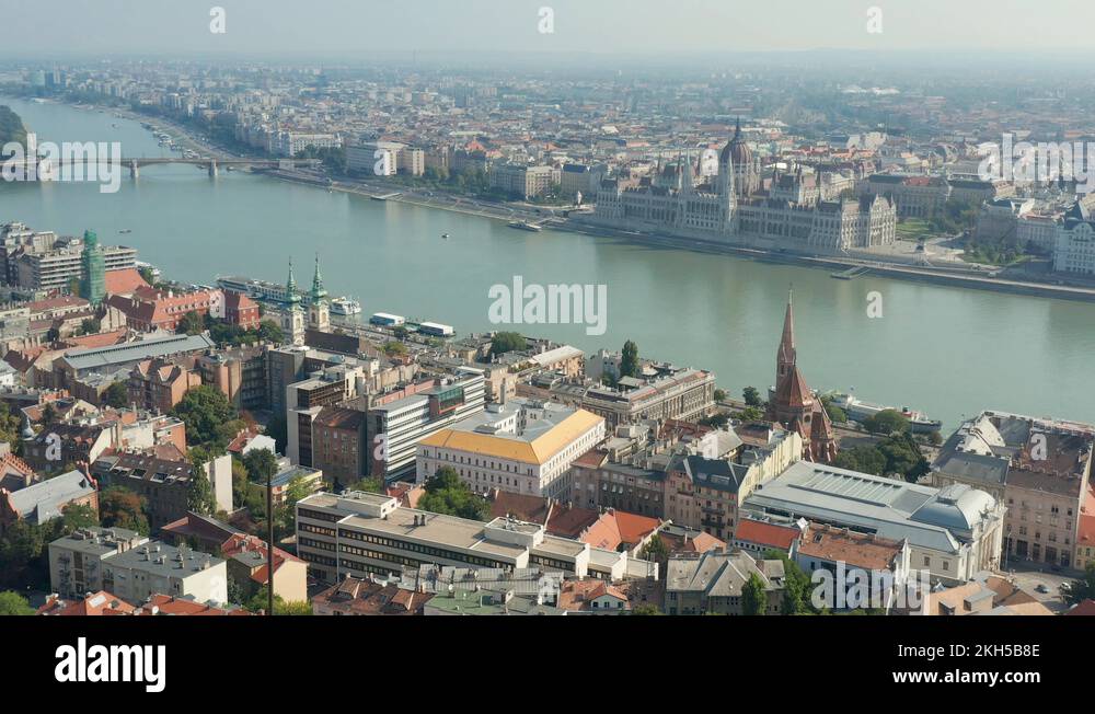 Budapest, Hungary - 4K drone descending at the tower of Matthias Church ...