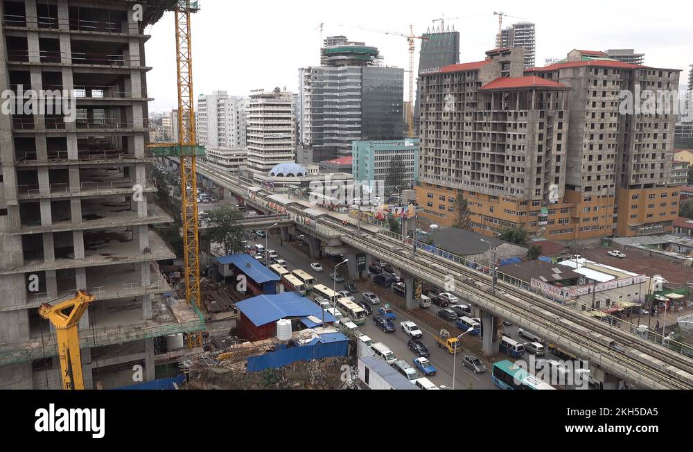 Construction sites and commercial buildings in Addis Ababa, Ethiopia ...