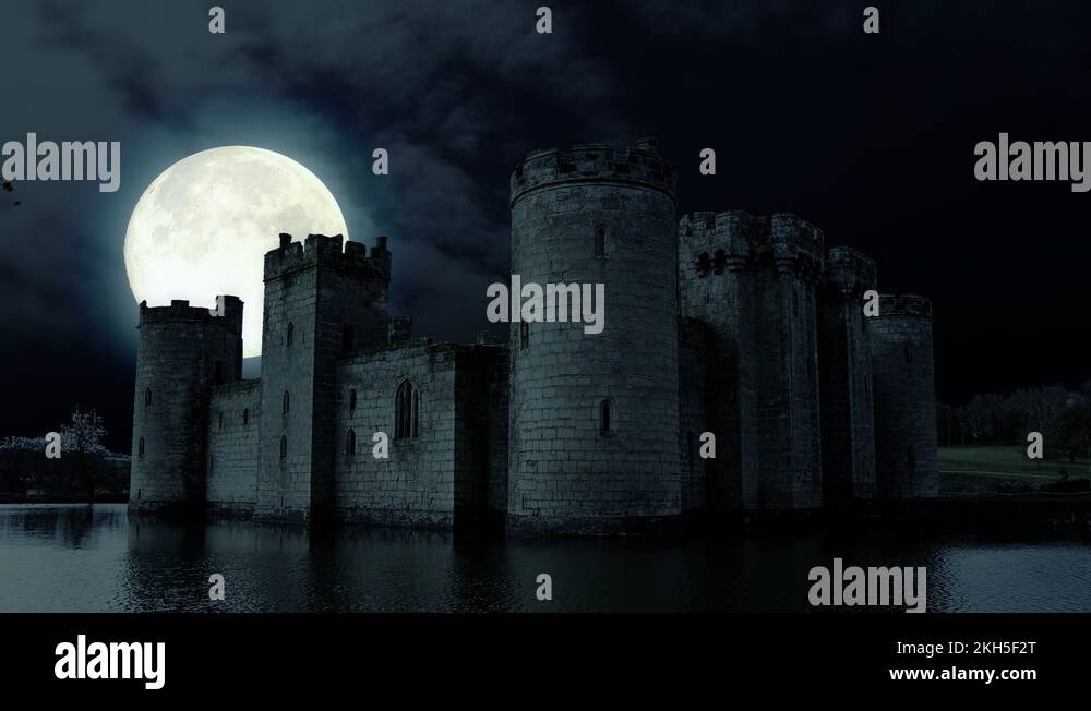 scary Full moon over evil demon vampire Castle horror spooky cathedral ...