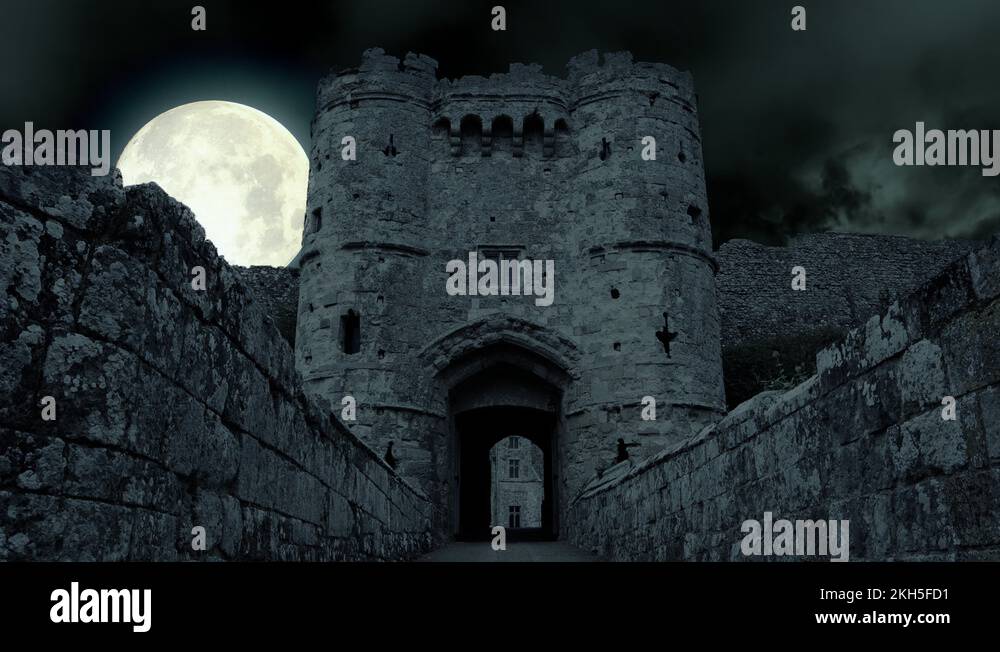 scary Full moon over evil demon vampire Castle horror spooky cathedral ...