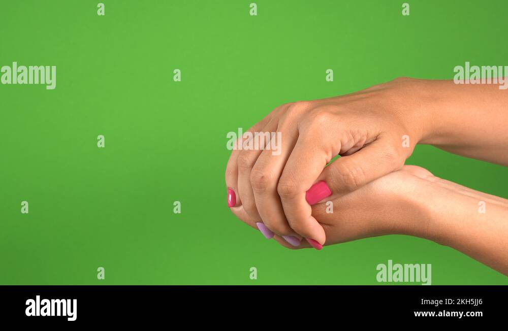 Female hands protecting invisible object first, the opens cupped hands ...