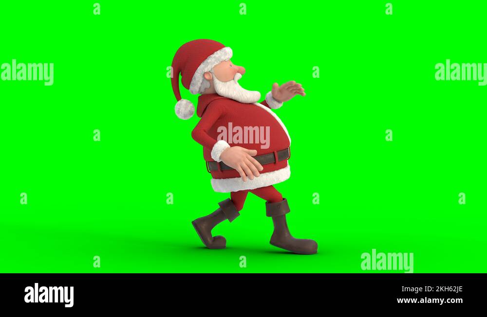 Santa Claus sneaking on green-screen background. Seamless looping 3d ...