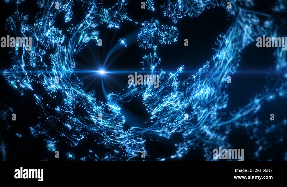 blue abstract digital tunnel funnel artificial intelligence neural ...