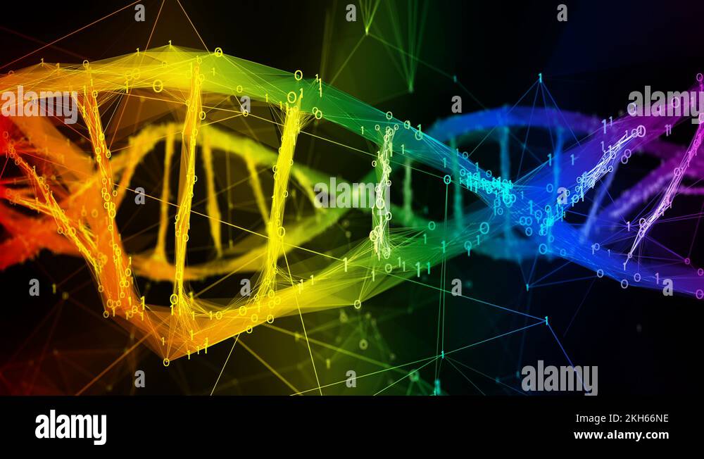Iridescent rainbow binary polygon Digital DNA molecule colorful Loop ...