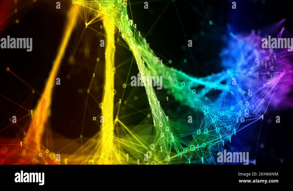 Iridescent rainbow binary polygon Digital DNA molecule colorful Loop ...