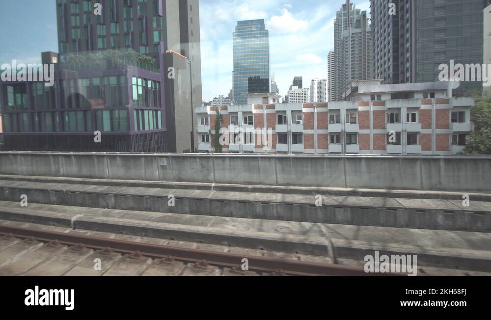 The city view out of the window of a moving train Stock Video Footage ...