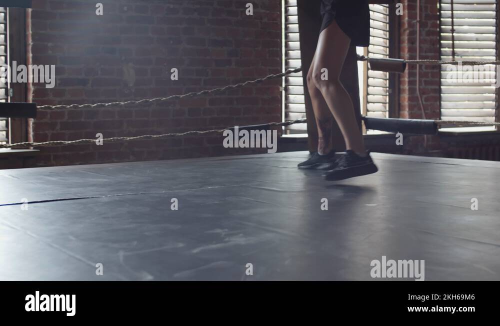 Female Boxer Practicing Punches inside Boxing Ring Stock Video Footage ...