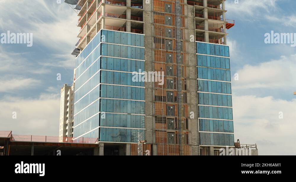 Office building construction site skyscraper being built Stock Video ...