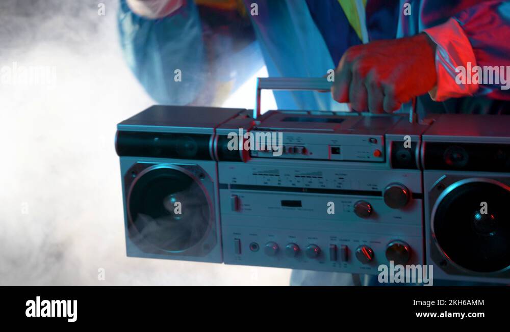 Vintage Radio Boombox Cassette Player Being Used in the 80s Stock Video ...