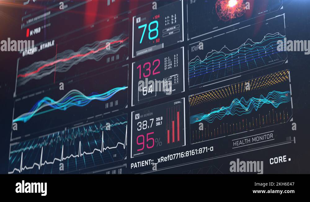 Intensive care health monitor with stable vital signs, patient's ...
