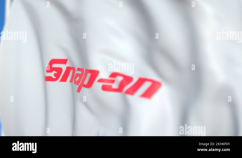 Flying flag with Snap-on Incorporated logo, close-up. Editorial ...
