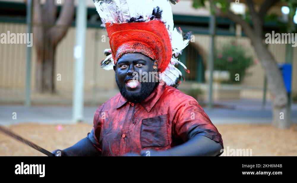 Scary and aggressive Native American apache with machete fighting, 4K ...