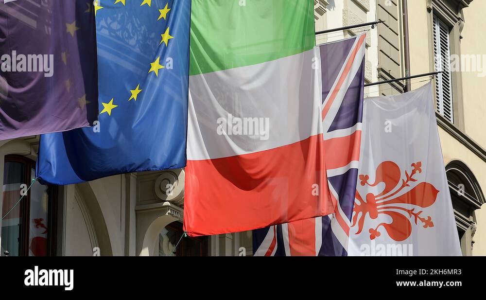 Five Flags Waving In The Wind Stock Video Footage - Alamy