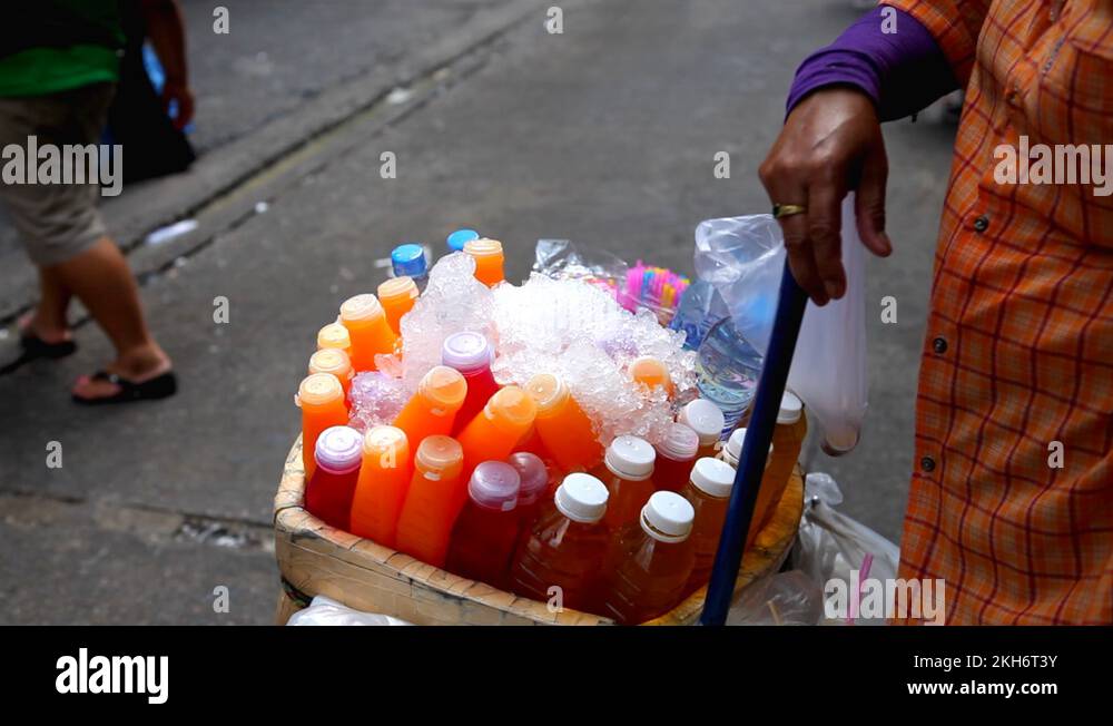 Woman Selling Water and Juices, Colourful Street Food Life in Bangkok ...