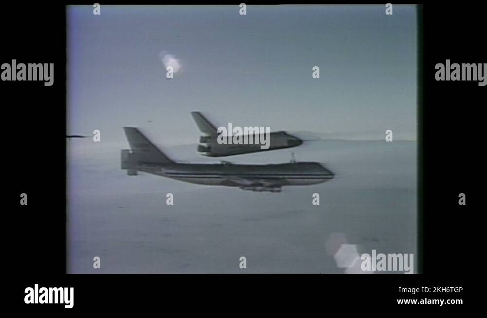 1990s: Space shuttle detaches from plane. Space shuttle lands on runway ...