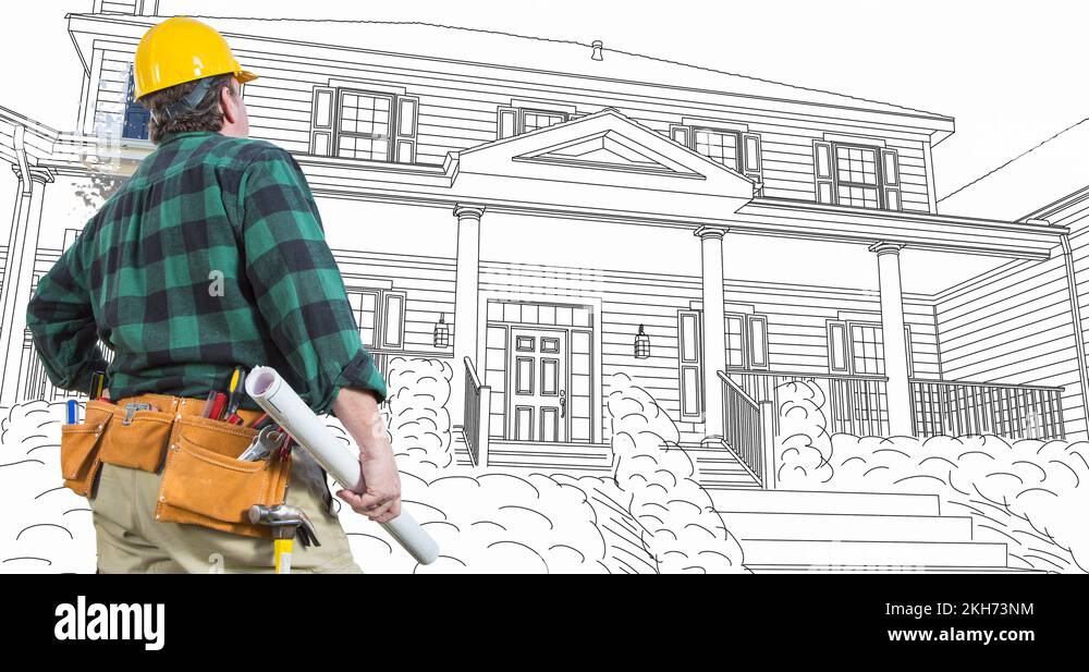 4k Contractor Facing Custom House Drawing Transitioning to Photograph ...