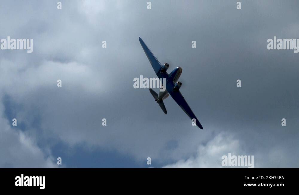 Flight of American military transport aircraft Douglas C-47 Skytrain ...