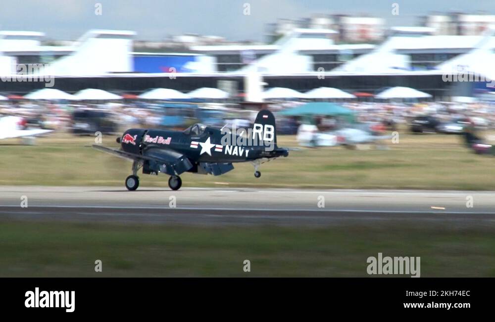 Landing of fighter based on aircraft carrier Chance Vought F4U Corsair ...