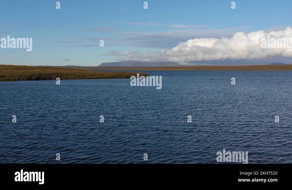Iceland Midge Lake or Myvatn volcanic lake and pseudo-craters Stock ...