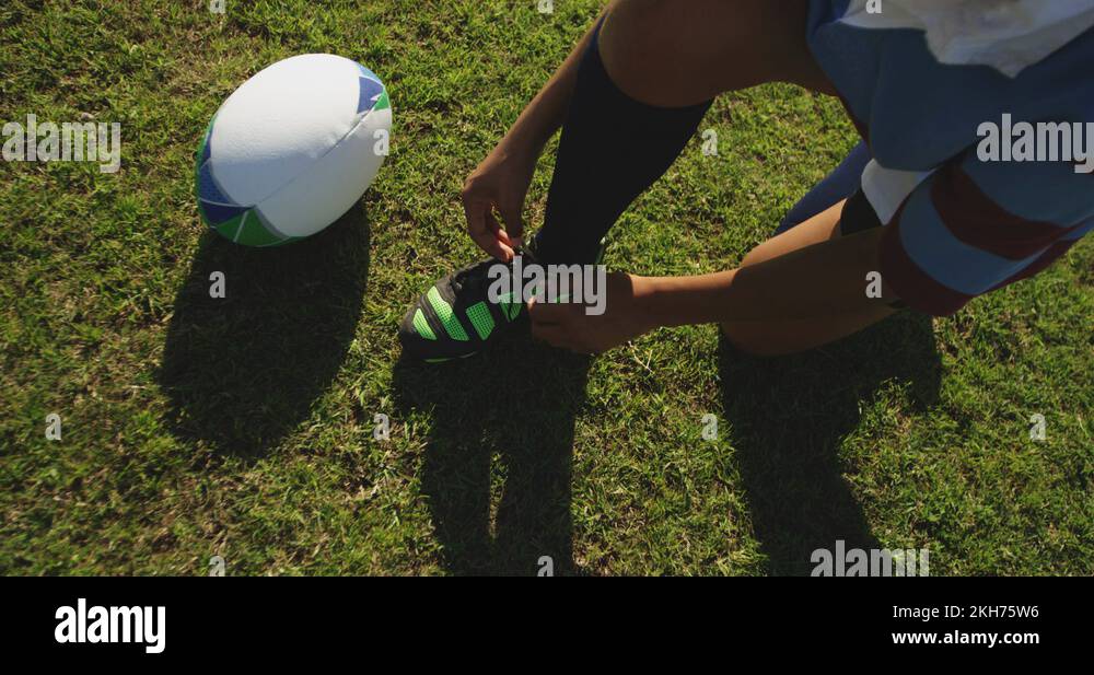 Young adult female rugby player on a rugby pitch Stock Video Footage ...