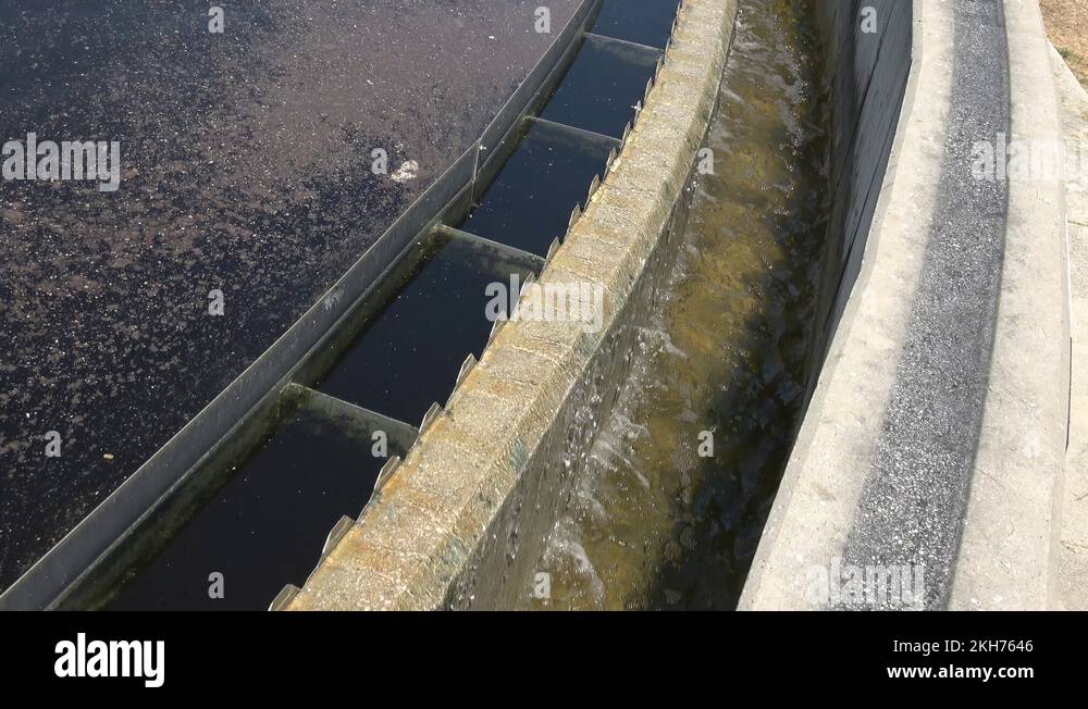 Zoom on water filtration section of sedimentation pool Stock Video ...