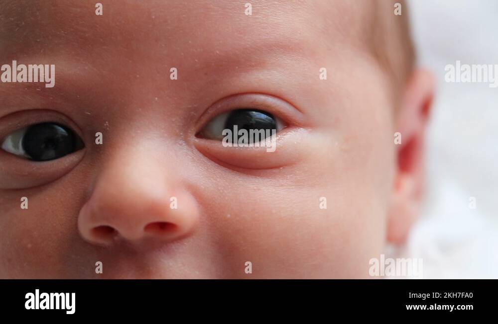 Newborn baby cute infant child open eyes Stock Videos & Footage - HD ...